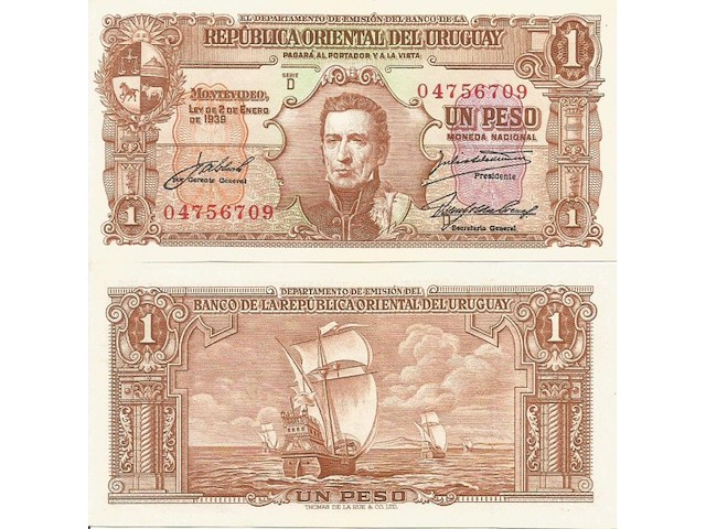 Uruguay 1 peso 1939. UNC