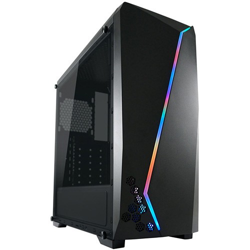 LC POWER Gaming 700B - Hexagon - tempered glass ATX gaming case RGB 2x USB 3.0 1x USB 2.0 HD Audio | LC-700B-ON