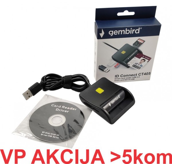 CRDR-CT405 ** Smart card reader USB2.0 Citac licne karte, sobracajne bank. +SD+TF+SIM reader (959)