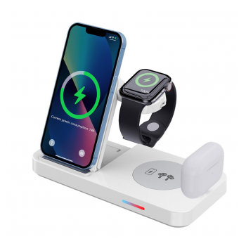 Bezicni punjac B-19 4u1 za 2x iPhone,Airpods,Apple Watch 15W beli