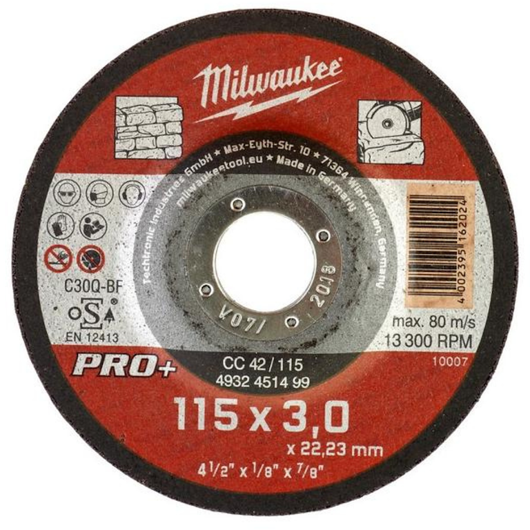 Milwaukee Rezna ploča za sečenje kamena, 115 x 3 x 22,23 mm, Pro+, 4932451499