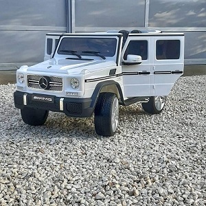 Dečiji licencirani auto Mercedes G63 MAX na akumulator sa kožnim sedištem i mekim gumama – beli, 000022