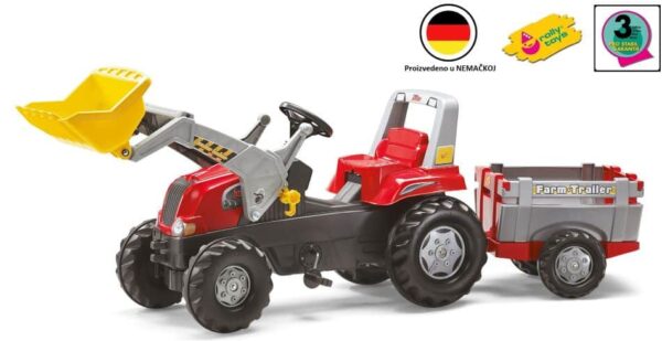 Traktor Rolly Junior sa utovarivačem i farm prikolicom – crveni, 811397