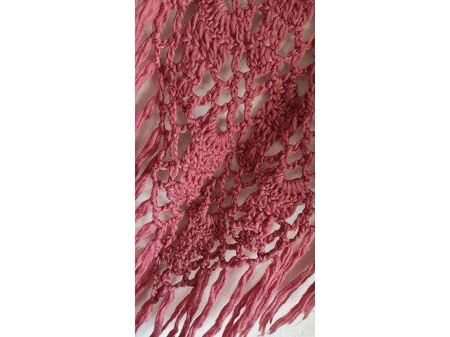 Pastelno roze Heklani sal ogrtač 100% rucni rad
