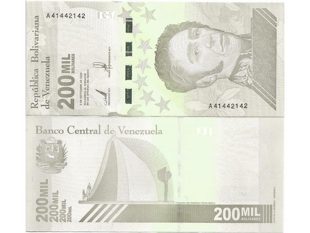 Venezuela 200.000 bolivares 2020. UNC