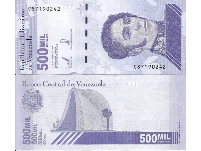 Venezuela 500.000 bolivares 2020. UNC