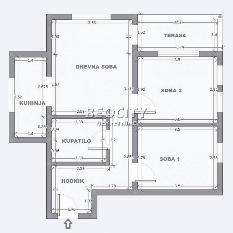 Dvosoban stan, 57 m2, Mirijevo, Aleksandra Bugarskog ID: 100729