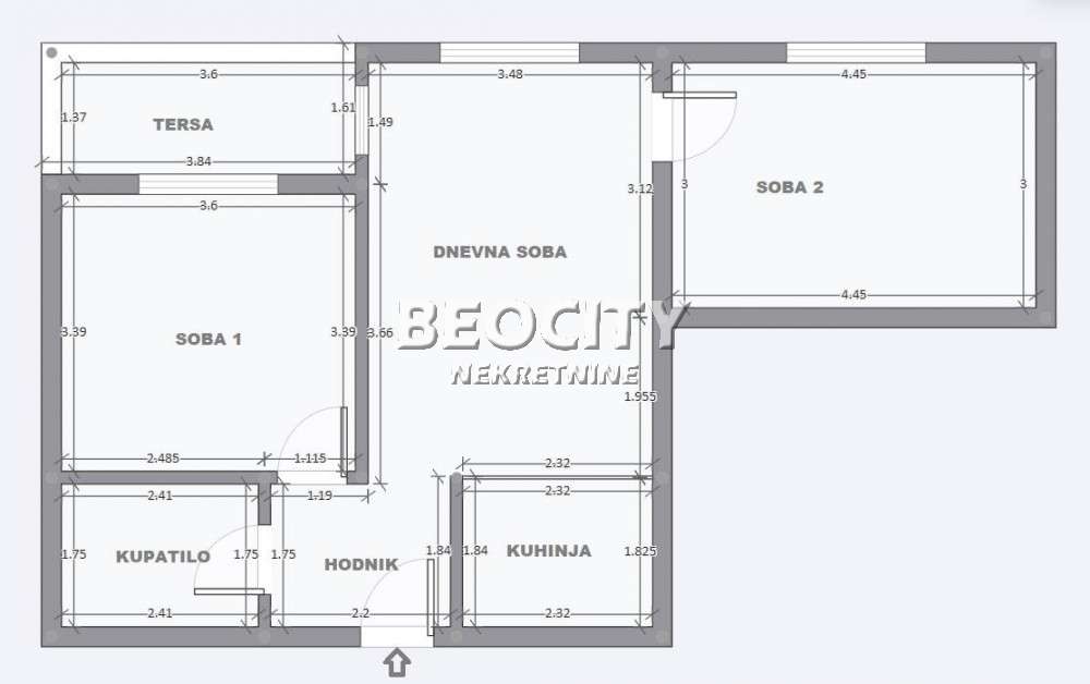 Dvosoban stan, 59 m2, Mirijevo, Aleksandra Bugarskog ID: 100728