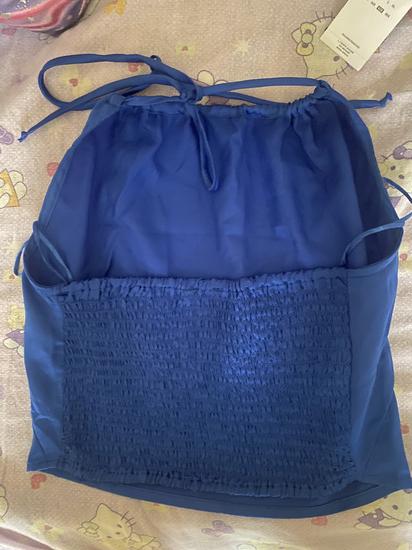 Sinsay S majica tamno plava crop top