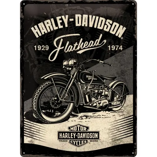 NOSTALGIC ART Znak Harley-Davidson - Flathead Black
