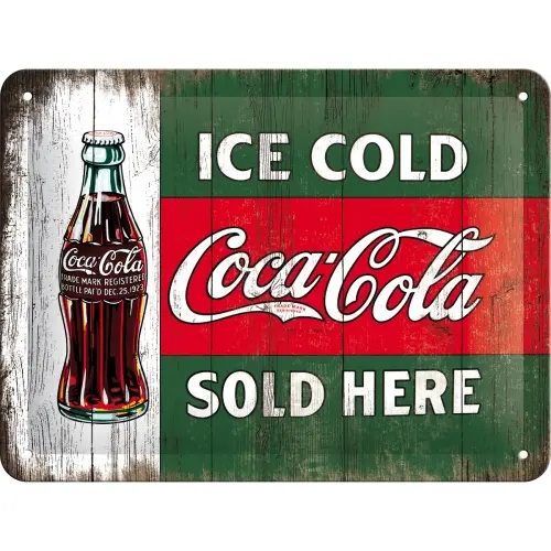 NOSTALGIC ART Znak Coca-Cola - Ice Cold Sold Here