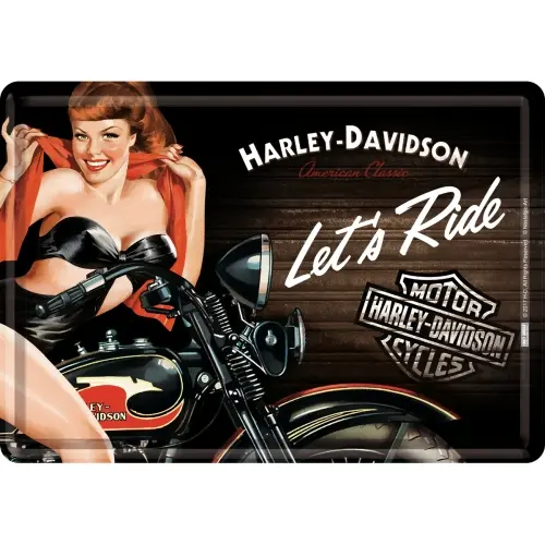 NOSTALGIC ART Metalna razglednica Harley-Davidson - Biker Babe Red
