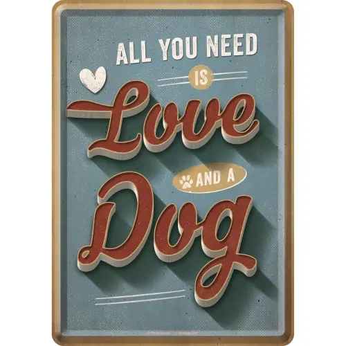 NOSTALGIC ART Metalna razglednica PfotenSchild - Love Dog
