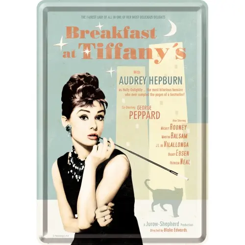 NOSTALGIC ART Metalna razglednica Breakfast at Tiffany's Blue