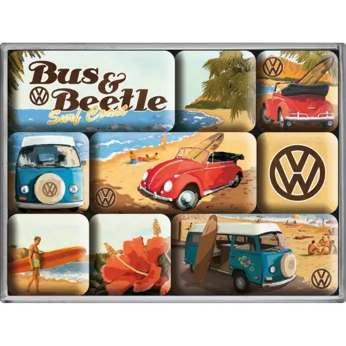 NOSTALGIC ART Set magneta VW Beach 9/1