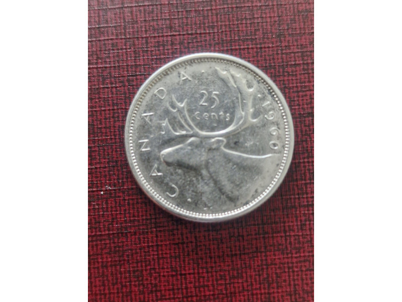 Canada 25 Cents 1960 Srebro