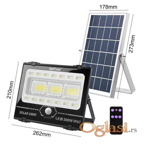 Led reflektor sa solarnim panelom i senzor pokreta 200w