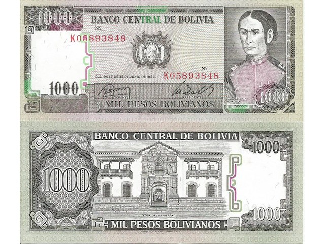 Bolivia 1000 bolivianos 1982. UNC