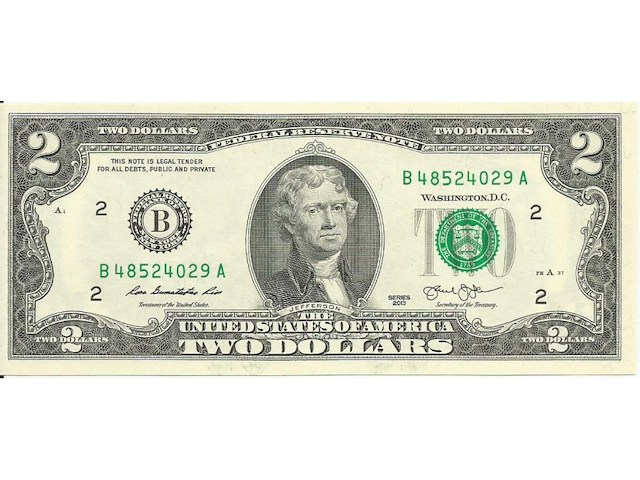 USA 2 dollars 2013. UNC