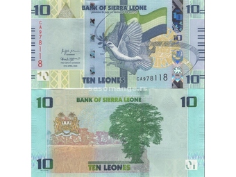 SIERRA LEONE 10 Leones 2022 UNC, denominacija i novi dizajn