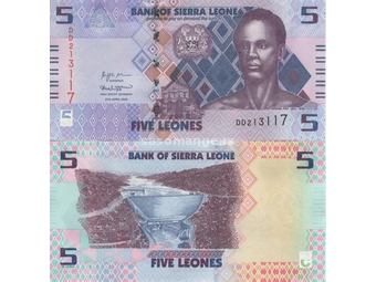 SIERRA LEONE 5 Leones 2022 UNC, denominacija i novi dizajn