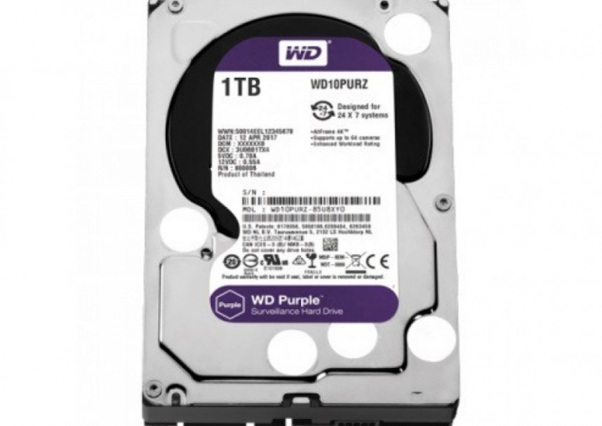 HDD WD 1TB WD10PURZ SATA3 64MB Caviar Purple