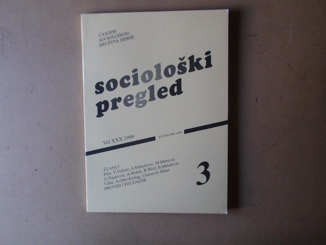 SOCIOLOŠKI PREGLED 3 / 1996