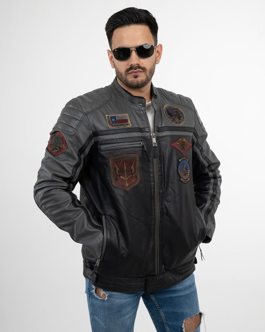 Muška kožna jakna – Top Gun-1005 – Crna-antracit