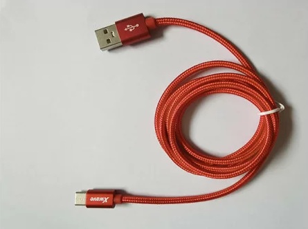 USB kabl TIP-C/USB 3.0 (tip A-muški)-USB 3.1(TIP C-muški) /dužina 2m/3A/Aluminium/crveni upleteni