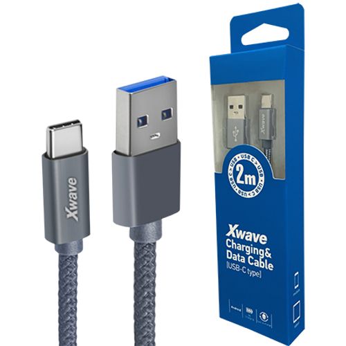 USB kabl TIP-C/USB 3.0(tip A-muški)-USB 3.1(TIP C-muški)/dužina 2m/3A/Aluminium/tamno sivi upleten