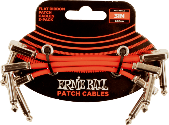 Ernie Ball Flat Ribbon Patch Cable 7.6cm - Red - 3 Pack kablovi