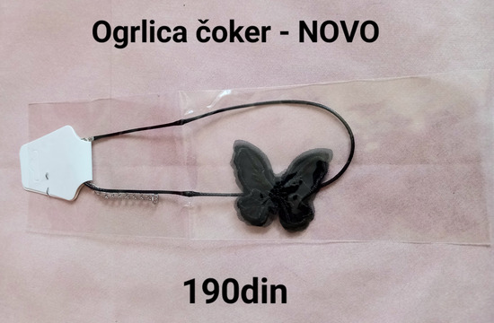 Ogrlica čoker choker crna leptir - NOVO