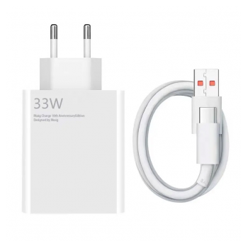 Kucni punjac Xiaomi PD 33W sa kablom USB na Type-C beli EU