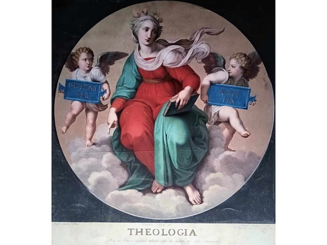 Teologija stara gravura Rafaelo 1781 godina