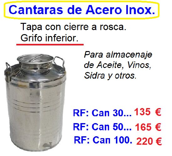 CANTARAS de ACERO INOX industrijski rezervoar