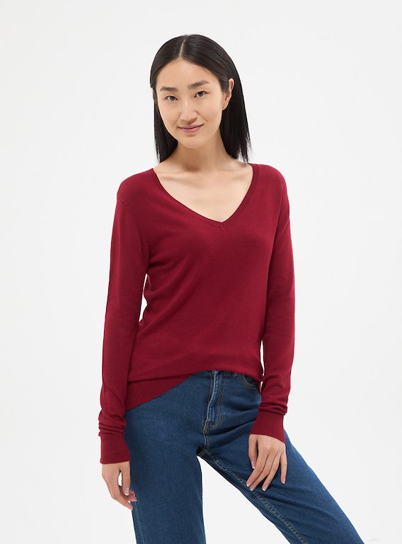 V-neck top in viscose Bordo