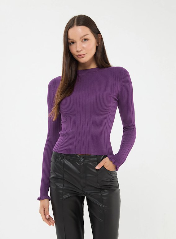 Ribbed turtleneck top Ljubičasta