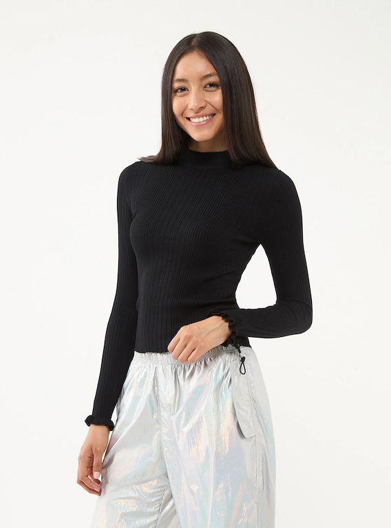 Ribbed turtleneck top Crna