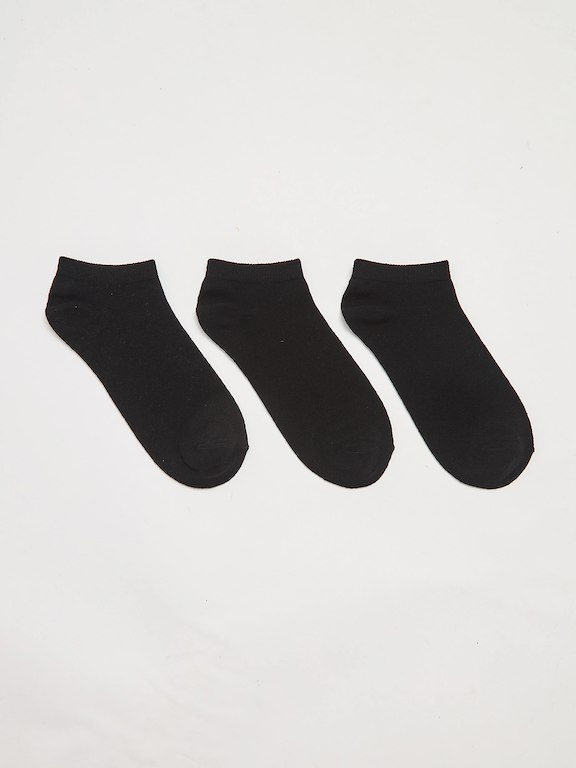 3-pack of single-colour ankle socks Crna