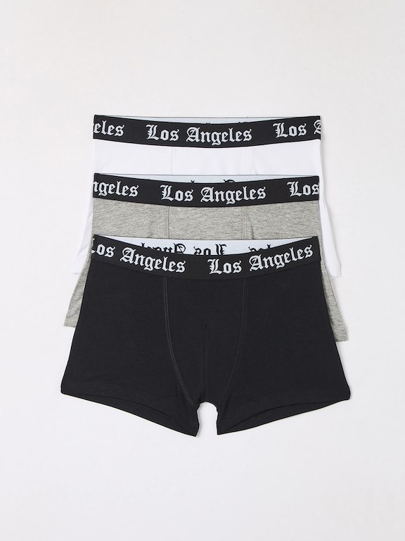 Pack of 3 pairs of briefs with lettering Var crna
