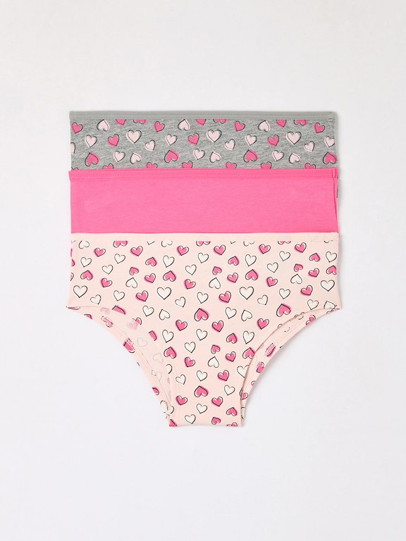 Pack of 3 pairs of briefs with hearts pattern Var svetloroze
