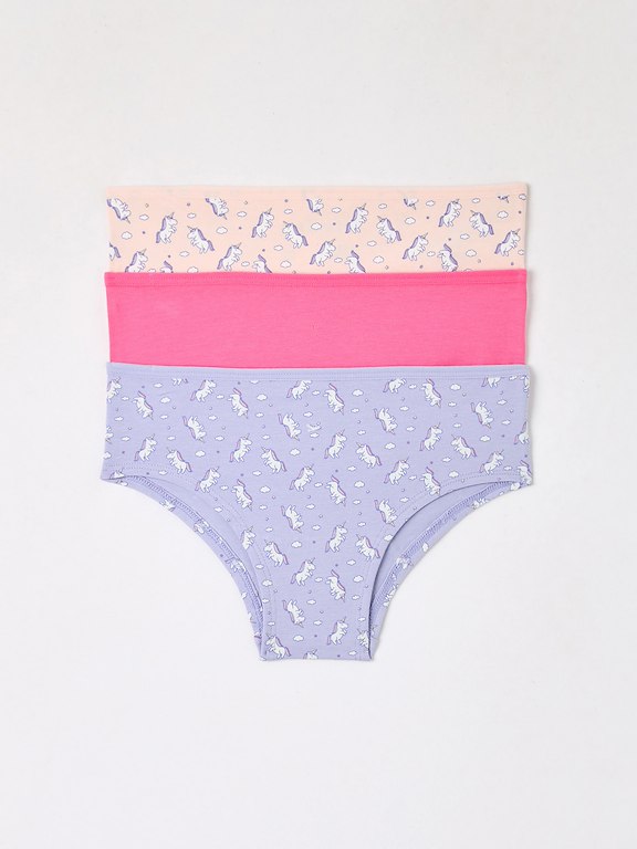 Pack of 3 pairs of unicorn briefs Var lila