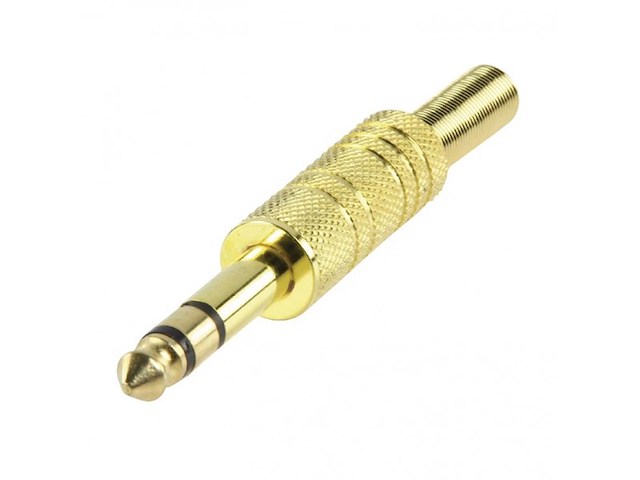 Klink konektor 6.3mm ST M za kabl zlatni