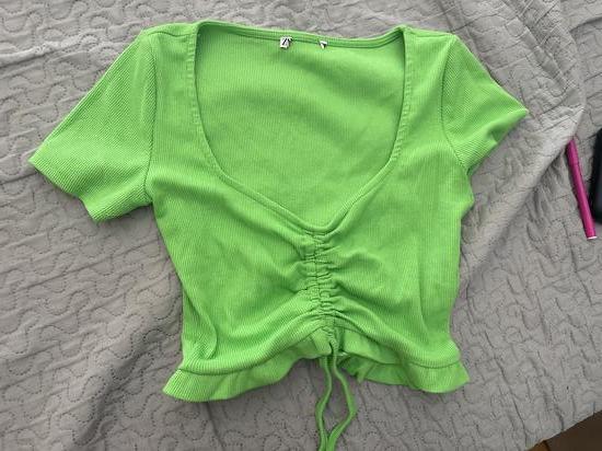 Zelena pamucna crop top majica