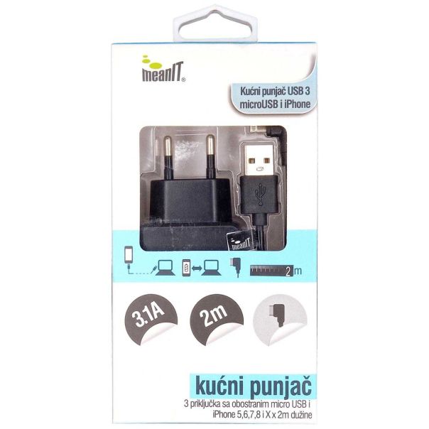 MEANIT Punjač kućni za iPhone, 3 x USB