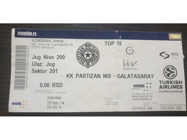 Partizan-Galatasaraj 20.2.2014