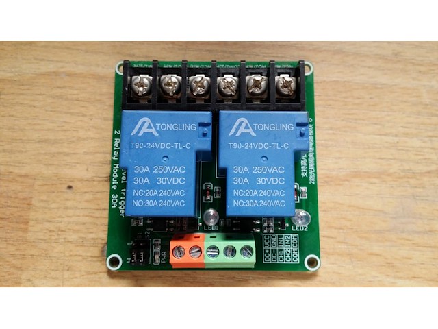 Modul sa 2 releom 30A H/L  24VDC