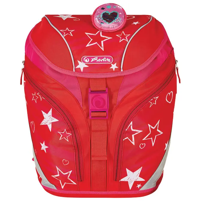 HERLITZ Školski ranac za devojčice Softlight Stars & Stripes Girl Herlitz 50037636 crveni