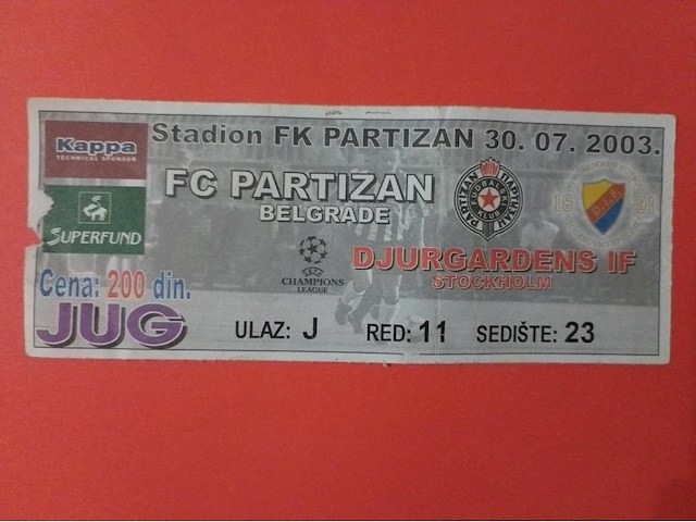 FC PARTIZAN -DJURGARDENS IF -ULAZNICA 30.07.2003