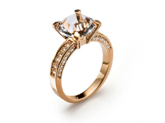 Ženski oliver weber princess rose gold roze zlatni prsten sa swarovski belim kristalom m ( 41065r...